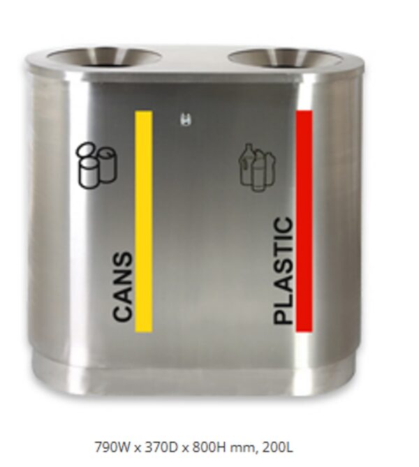 RSS-002 Stainless steel 2-in-1 recycling bin with hinged lid - NewQ ...
